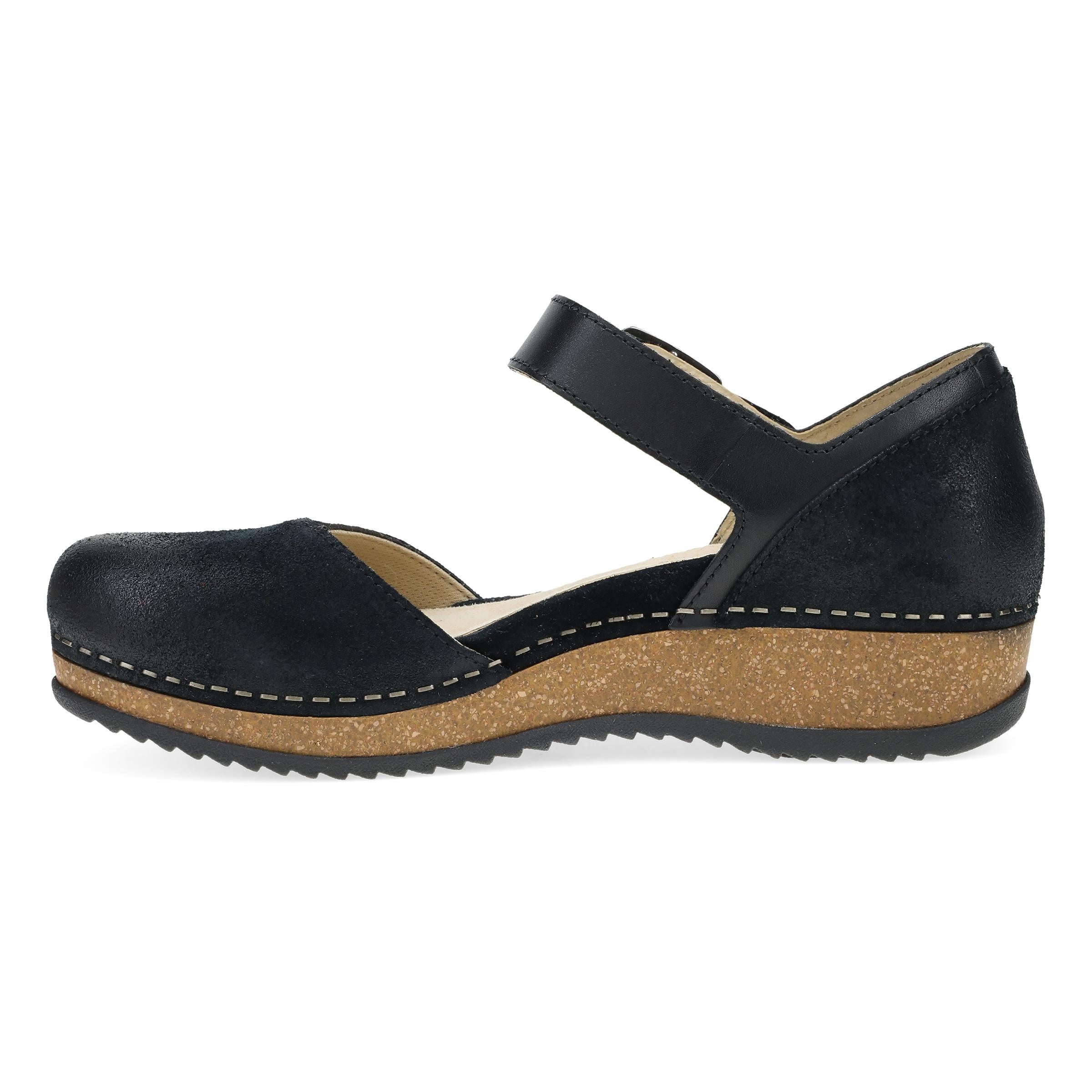 Mae Black Burnished Suede – Dansko