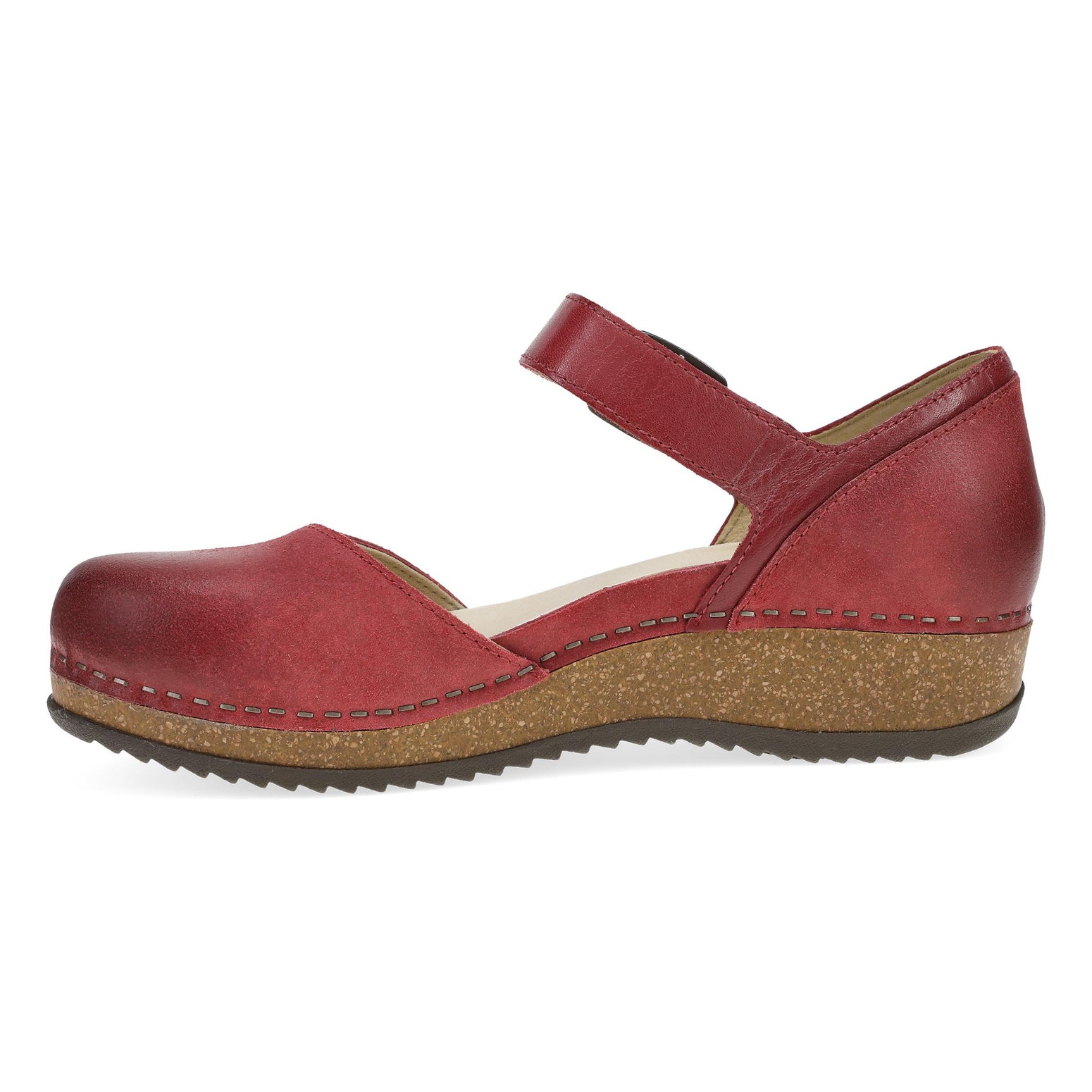 Mae Red Burnished Suede – Dansko