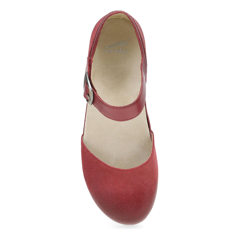 Mae Red Burnished Suede – Dansko